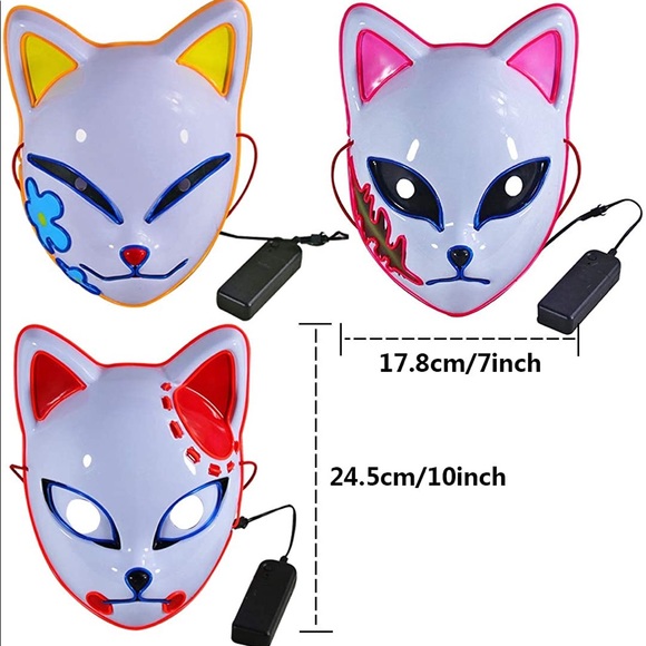 Wall Decor | Demon Slayer Tanjiro Glowing Fox Mask Led Light Up Mask ...